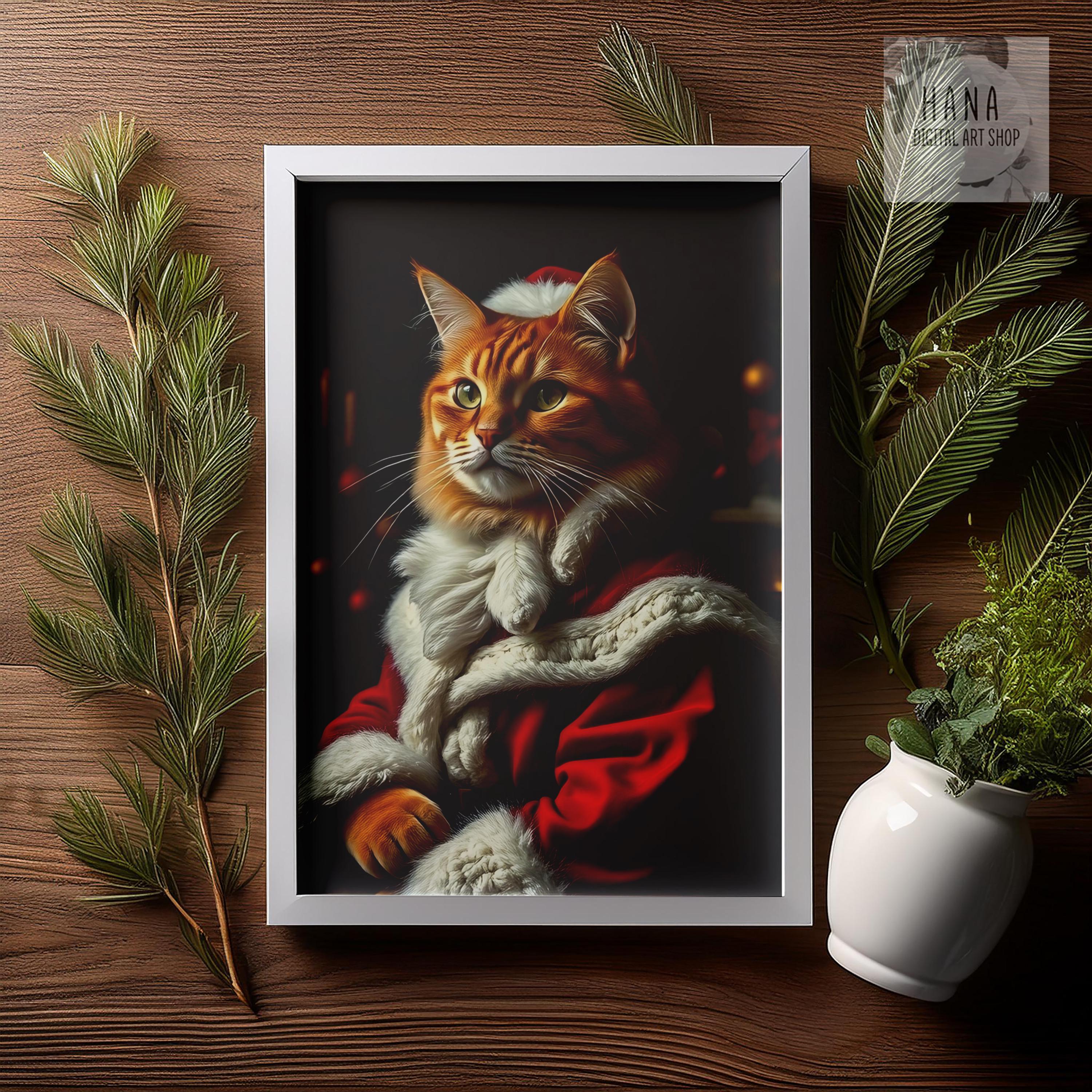 Christmas Royal Cat Printable Wall Art, Royal Cat Prints, Cat in Royal ...