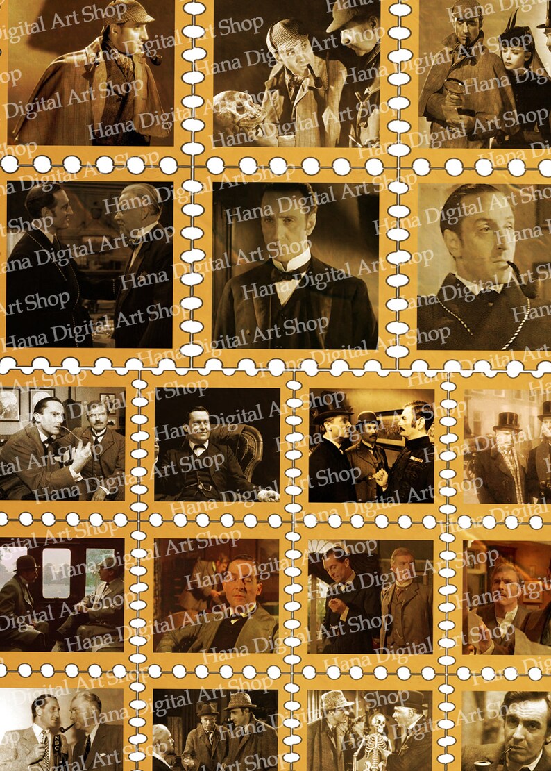 48 SHERLOCK HOLMES Vintage Images STAMPS, Printable Stamp, Vintage ...