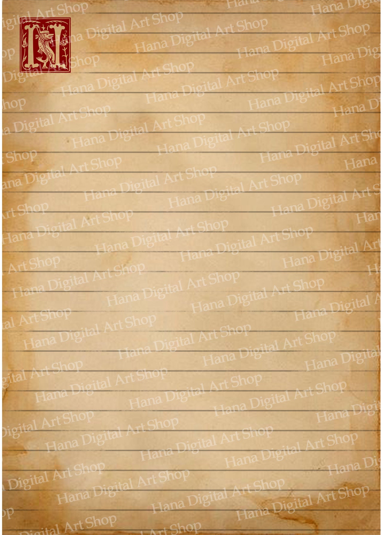 ALPHABET LINED Paper, Vintage Lined Paper, Paper to Write On, Digital ...