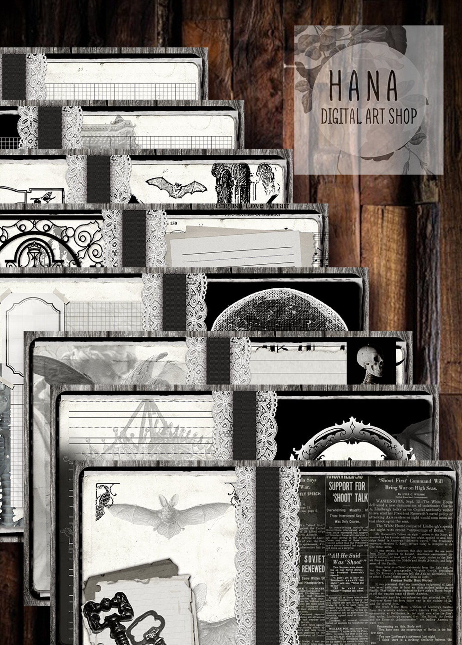 DIGITAL GOTHIC Journal Pages Ephemera Junk Journal Kit - Etsy