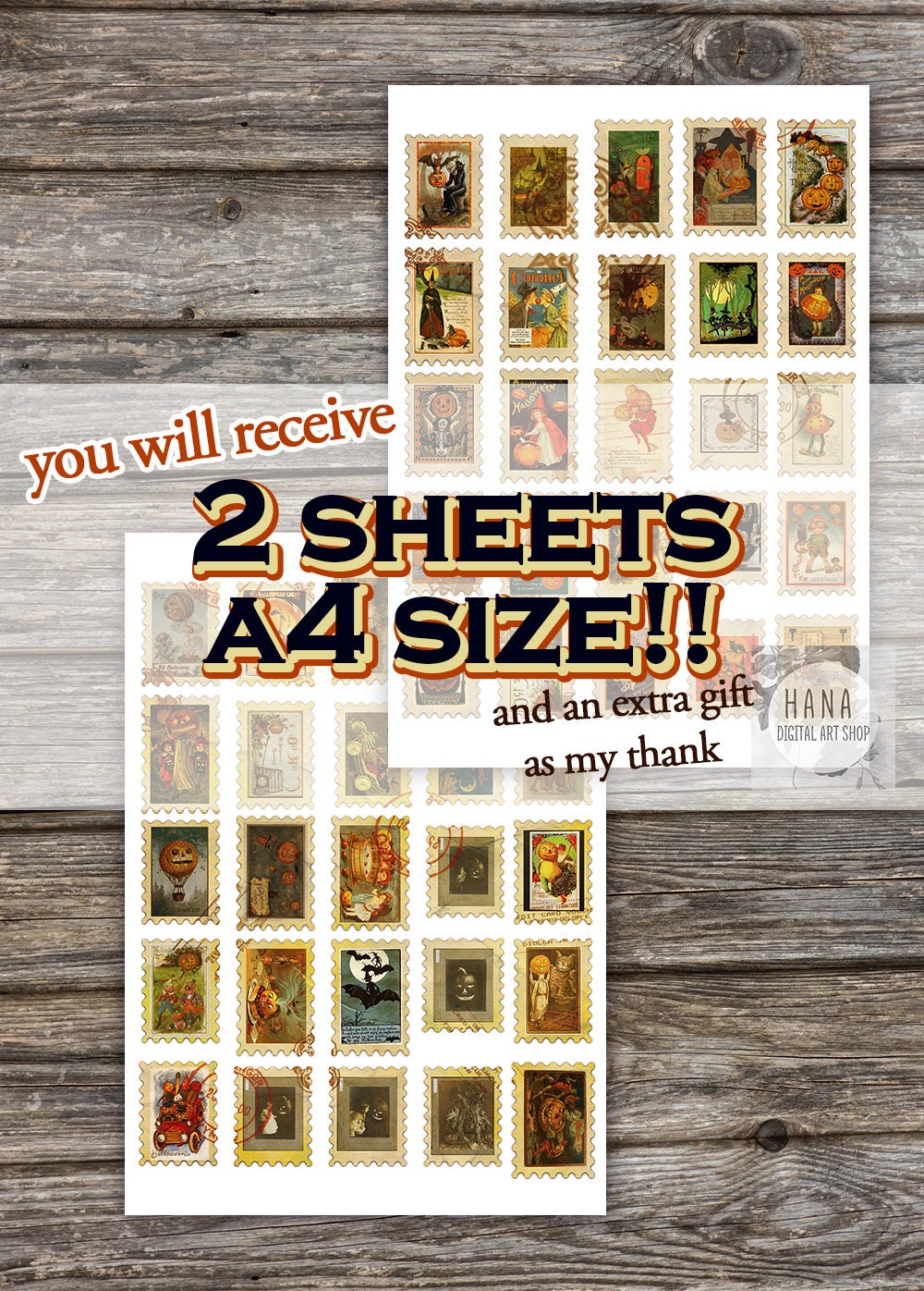 50 STAMPS, Printable Halloween Stamp, Halloween Letters, Horror Stamps ...