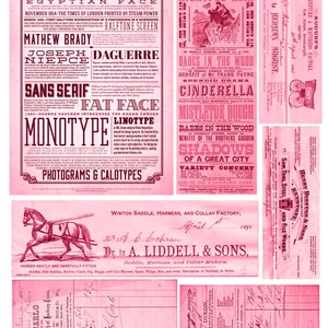 PINK VINTAGE EPHEMERA, Pink Junk Journal, Pink Printable Kit, Vintage ...