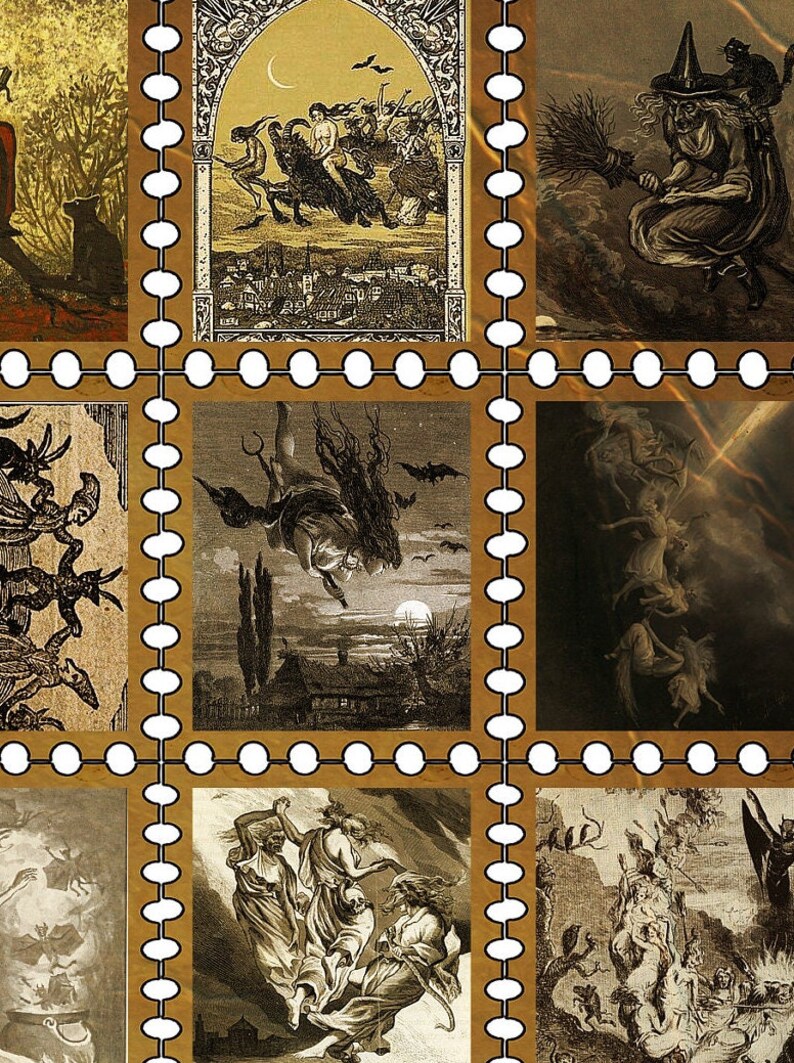 48 WITCH STAMPS, Printable Stamp, Vintage Stamp, Witches Stamps ...