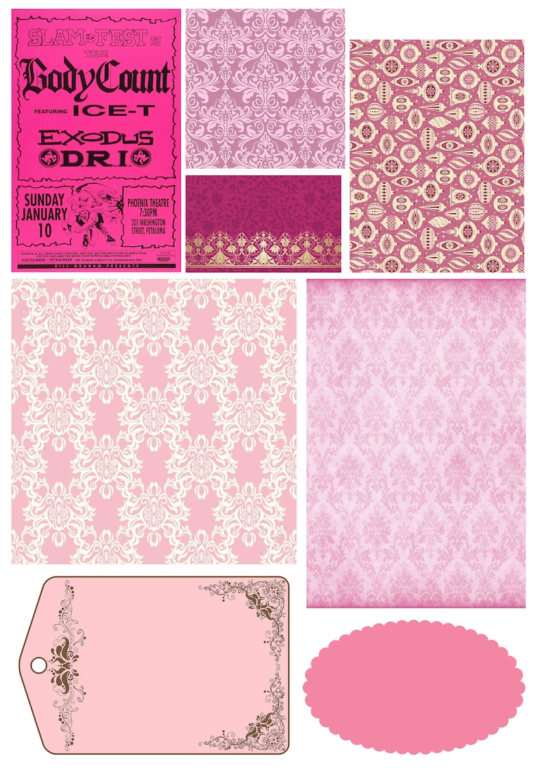 PINK VINTAGE EPHEMERA, Pink Junk Journal, Pink Printable Kit, Vintage ...
