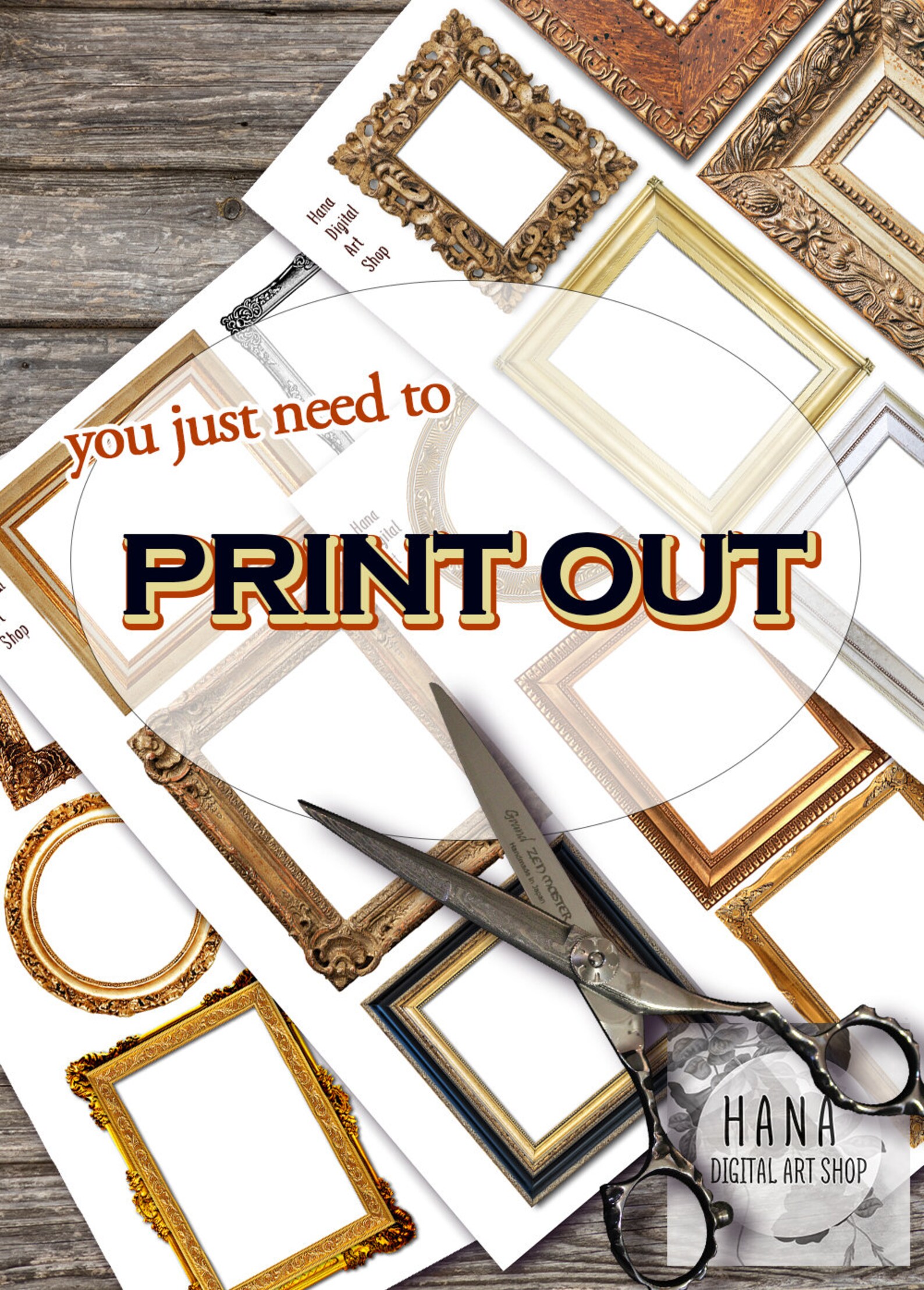 VINTAGE FRAME Clip Art, Printable Frame, Digital Frame, Frame for ...