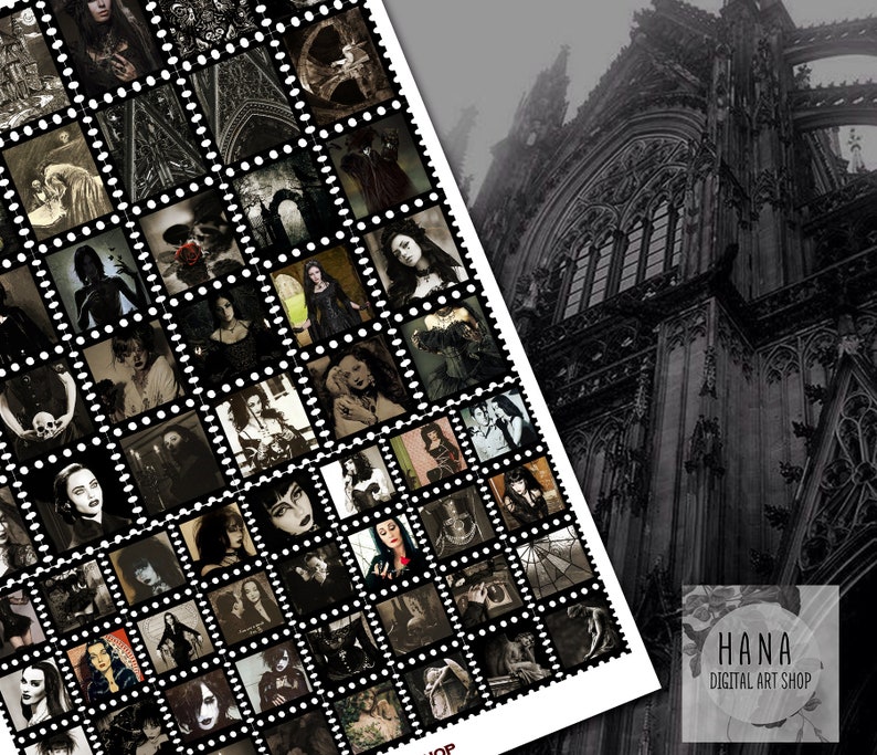 48 GOTHIC STAMPS, Goth Stamps, Printable Stamp, Dark Academia Stamp ...