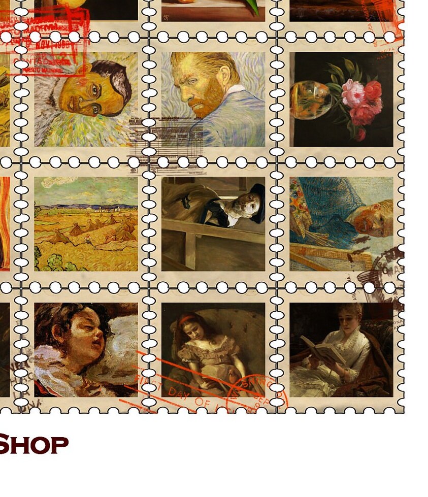 48 OIL PAINTING STAMPS, Printable Stamp, Vintage Stamp, Painting Stamps ...