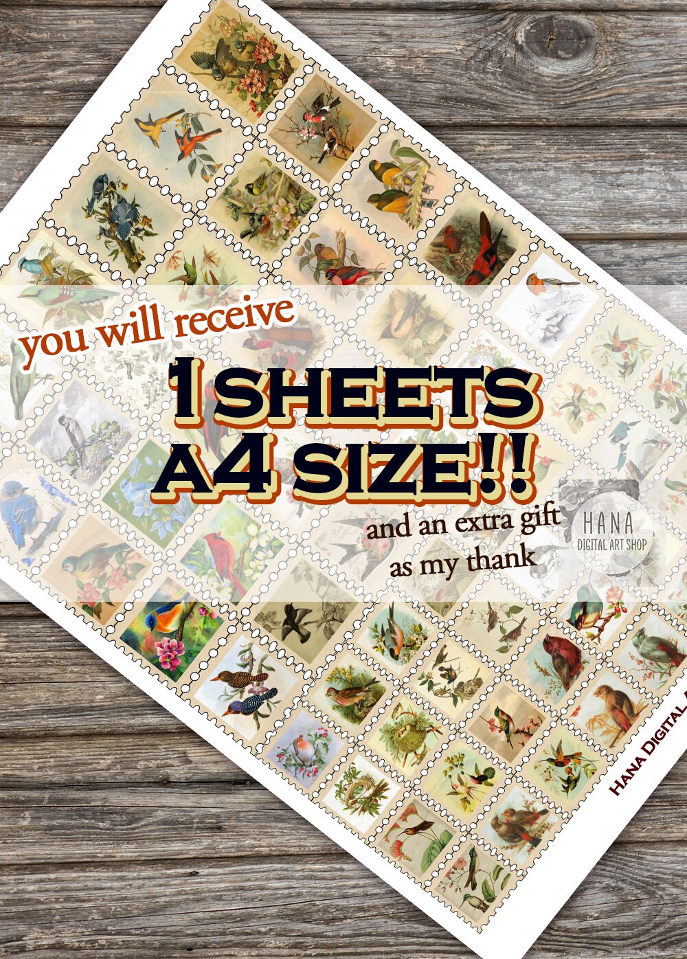 Vintage Bird Stamps, Printable Ephemera, Scrapbook Art (digital ...