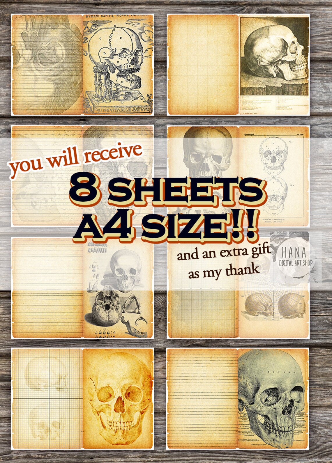 VINTAGE SKULL Journal Printable Pages Digital Ephemera - Etsy