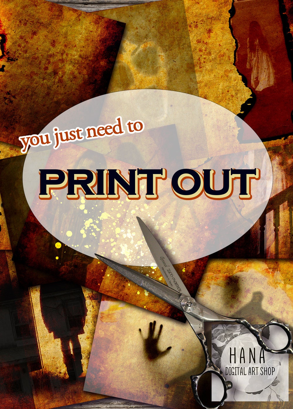 CREEPY GHOST, Burned Paper, Journal Printable Pages, Digital Ephemera ...