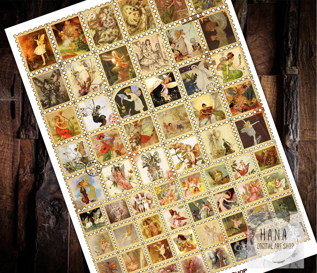 48 FAIRY STAMPS, Fairy Printable Stamp, Vintage Stamp, Fairy Stamps ...