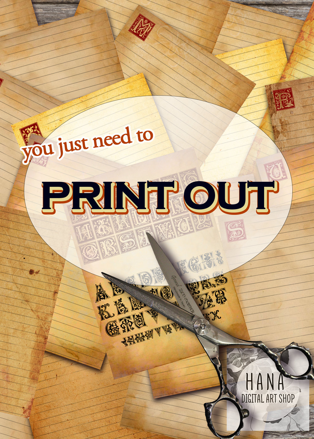 ALPHABET LINED Paper, Vintage Lined Paper, Paper to Write On, Digital ...