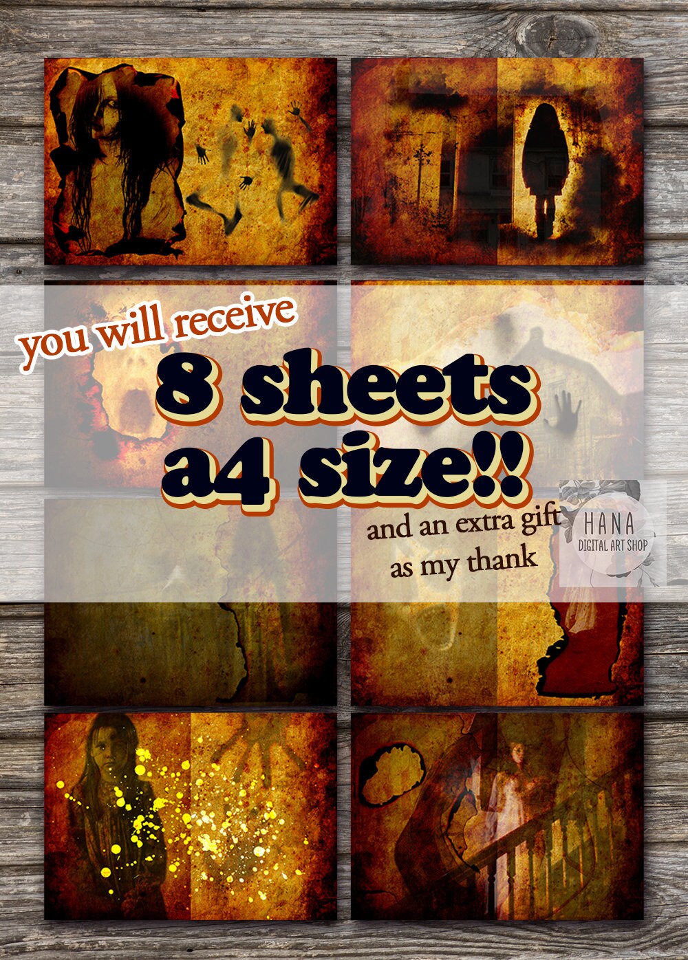 CREEPY GHOST, Burned Paper, Journal Printable Pages, Digital Ephemera ...