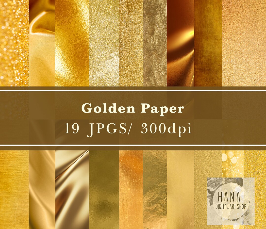 GOLD DIGITAL PAPER Kit, Scrapbook Paper, Gold Foil Digital Paper, Gold ...