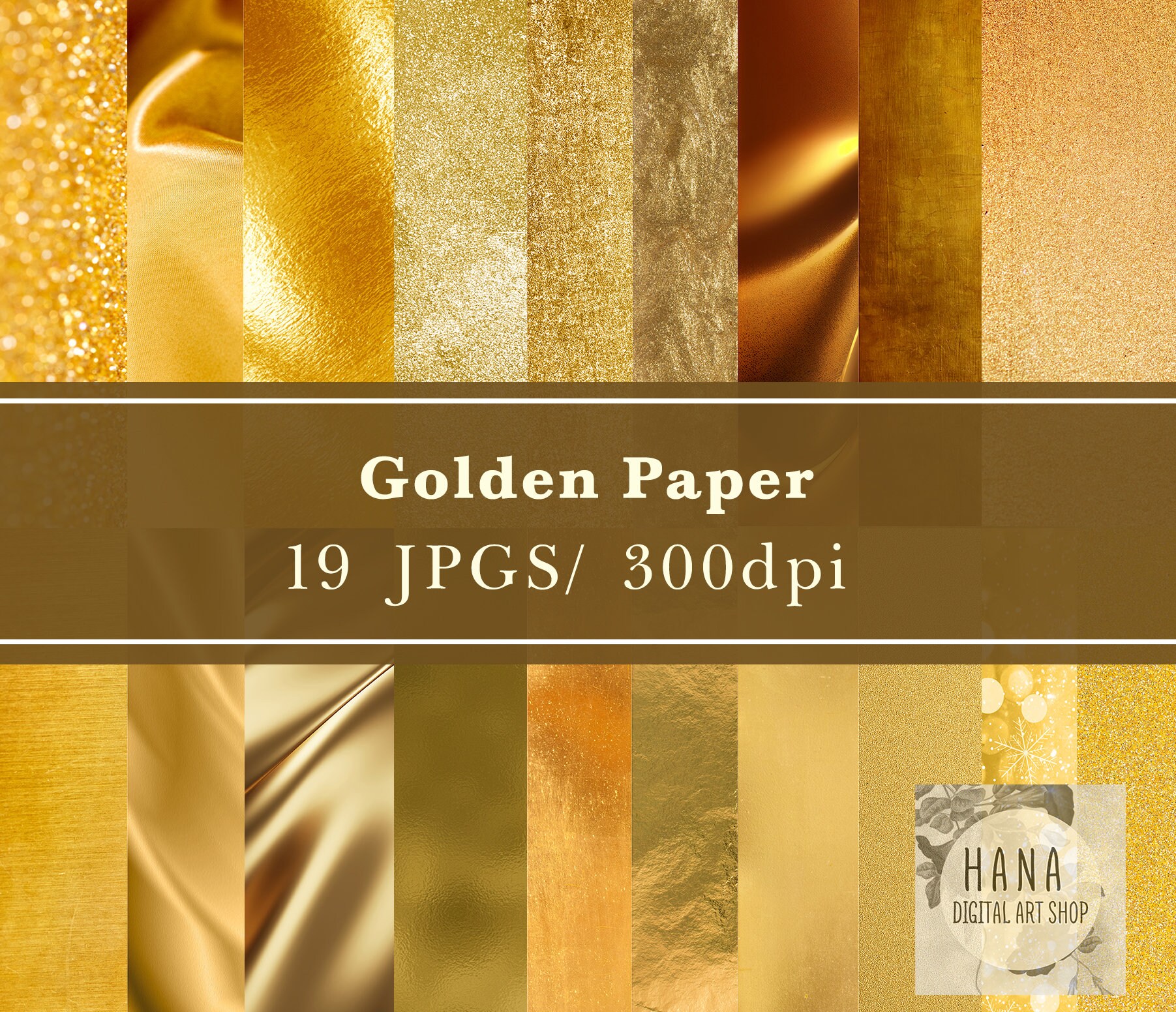 GOLD DIGITAL PAPER Kit, Scrapbook Paper, Gold Foil Digital Paper, Gold ...