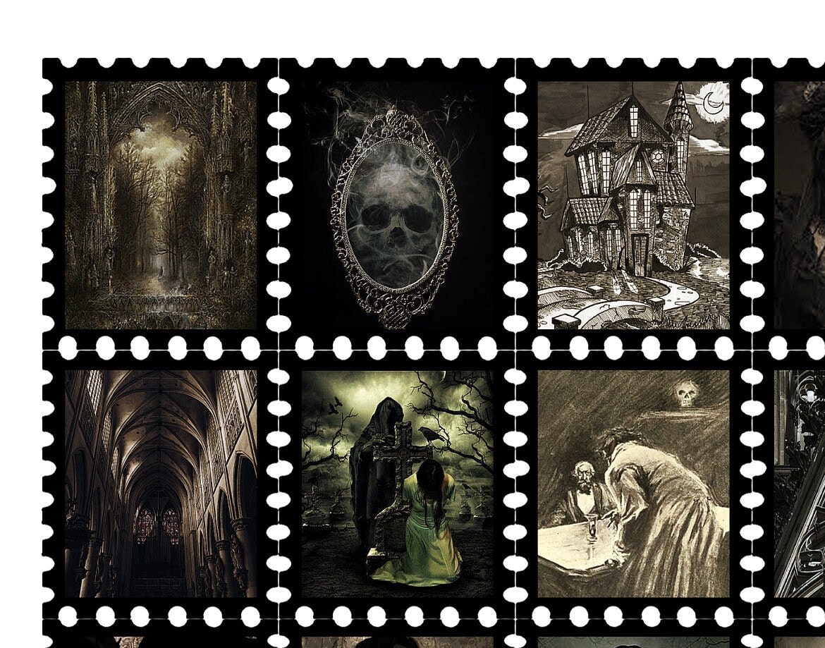 48 GOTHIC STAMPS, Goth Stamps, Printable Stamp, Dark Academia Stamp ...