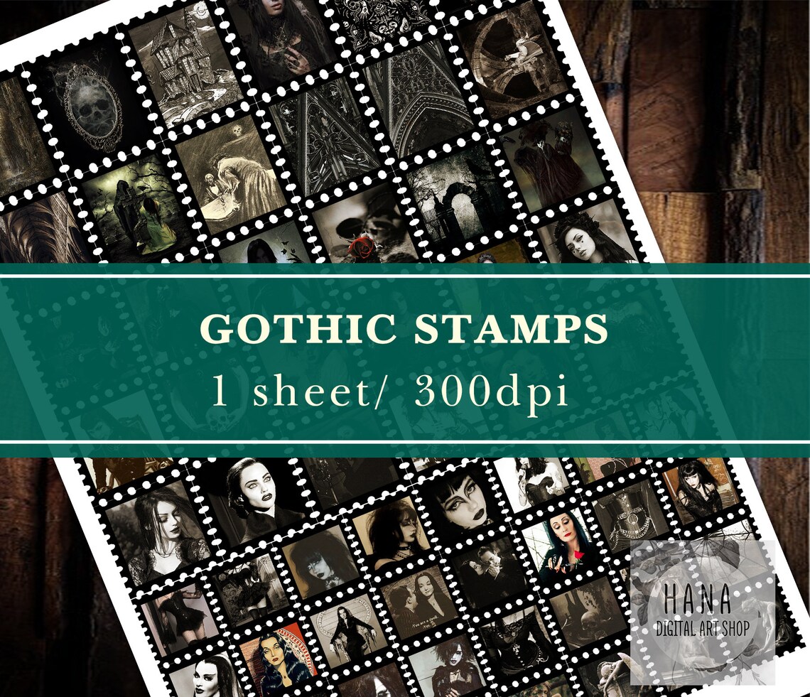 48 GOTHIC STAMPS, Goth Stamps, Printable Stamp, Dark Academia Stamp ...