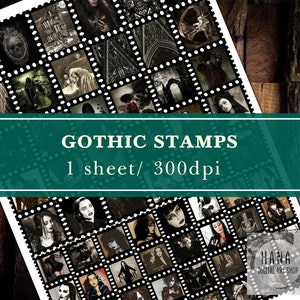 48 GOTHIC STAMPS, Goth Stamps, Printable Stamp, Dark Academia Stamp ...