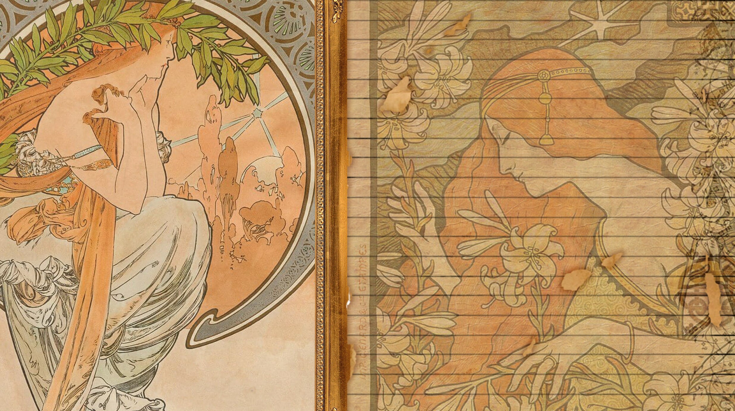 Alphonse Mucha Journal Pages, Art Nouveau Ephemera (digital Download ...