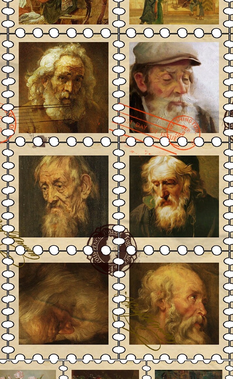 48 OIL PAINTING STAMPS Printable Stamp Vintage Stamp - Etsy