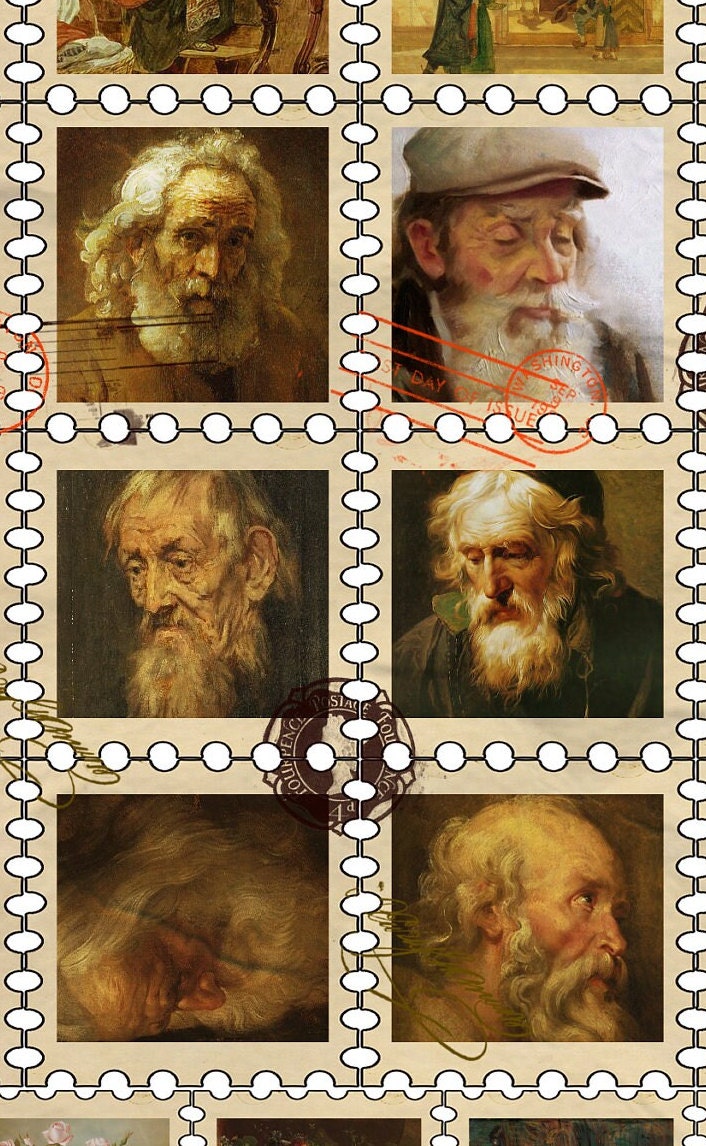 48 OIL PAINTING STAMPS Printable Stamp Vintage Stamp - Etsy