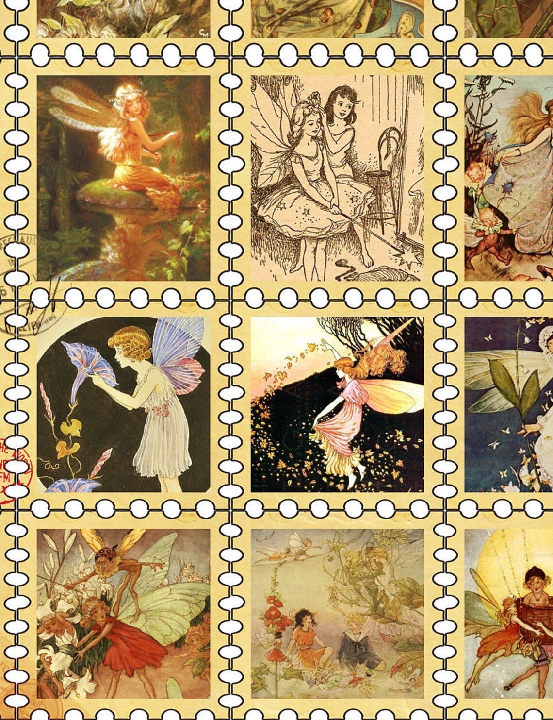 48 FAIRY STAMPS, Fairy Printable Stamp, Vintage Stamp, Fairy Stamps ...