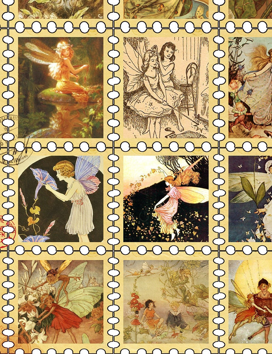 48 FAIRY STAMPS, Fairy Printable Stamp, Vintage Stamp, Fairy Stamps ...