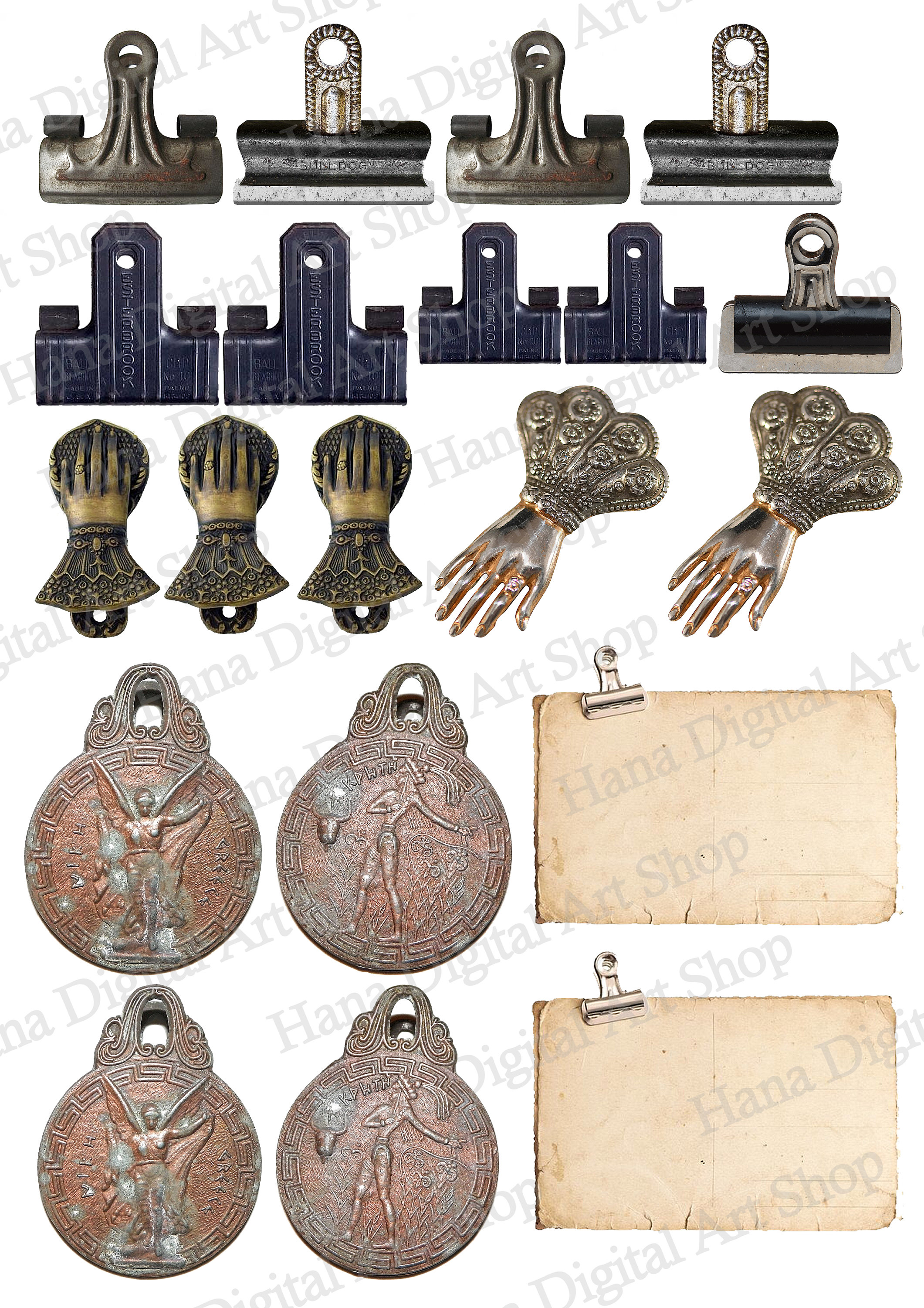 VINTAGE METAL Clips, Hands Clips, Office Clips, Gold Clip, Sliver Clip ...