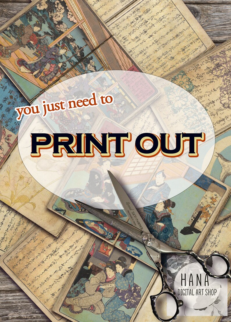 Japanese Printable Pages for Junk Journals, Japanese Ephemera, Junk ...