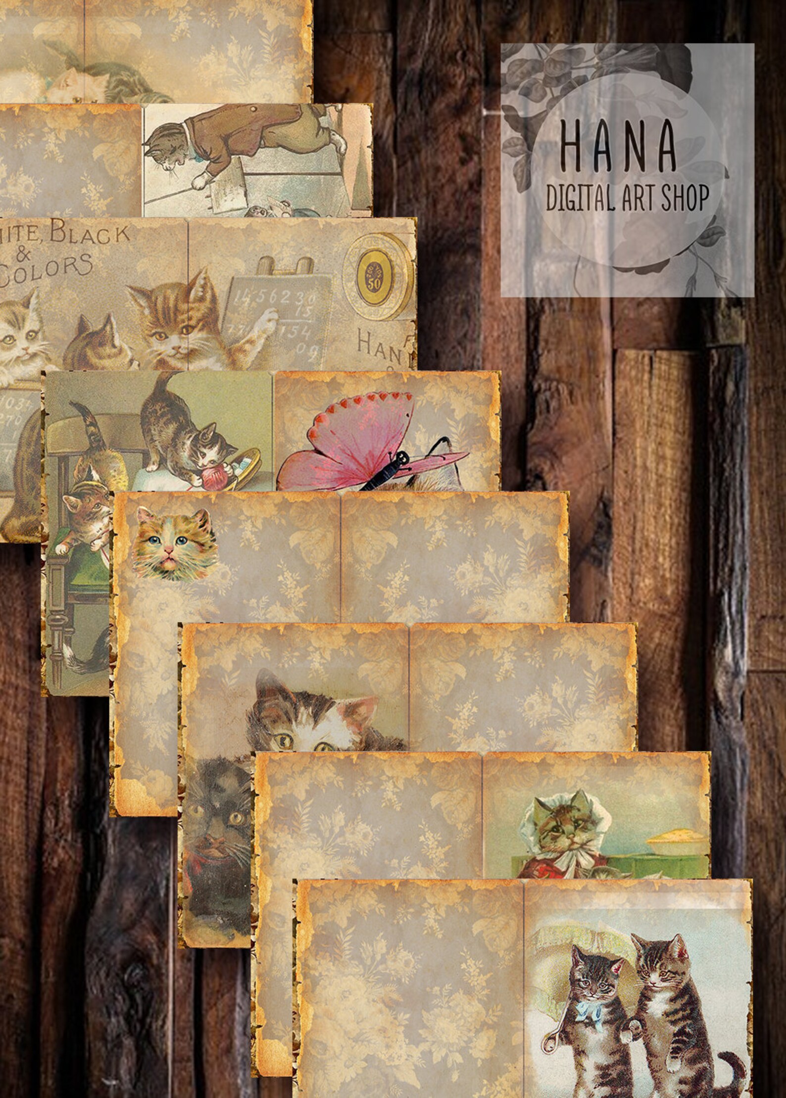 DIGITAL VINTAGE CAT Printable Journal Pages, Cat, Vintage Cat Journal ...