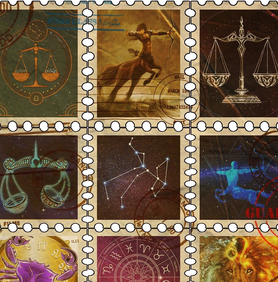 Zodiac Stamps, Vintage Astrology Printable (digital Download) - Etsy