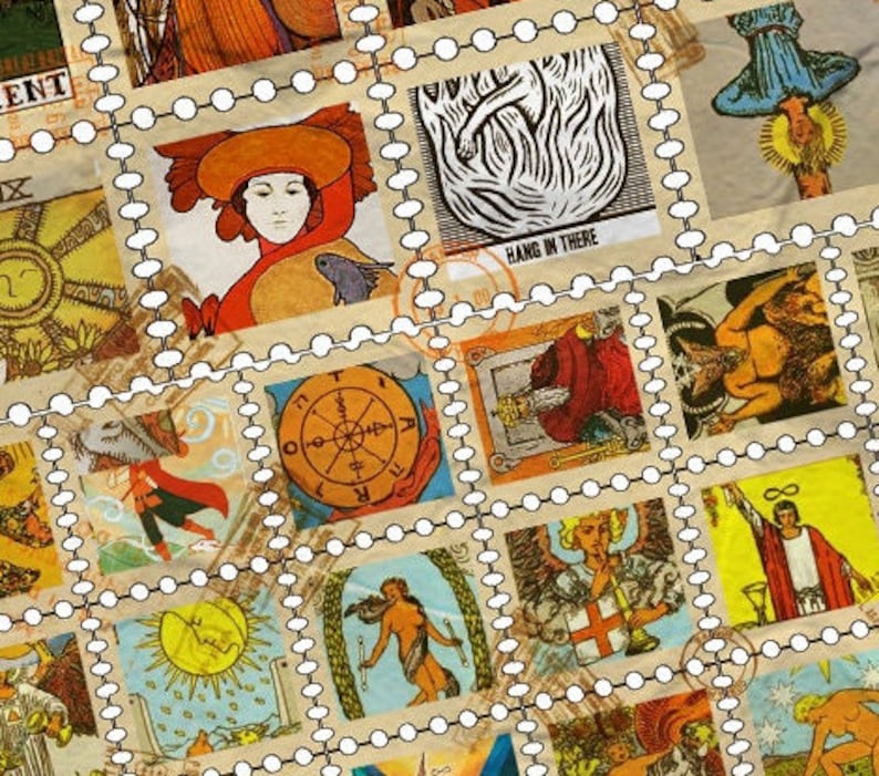 48 TAROT STAMPS, Fairy Printable Stamp, Vintage Stamp, Fairy Stamps ...