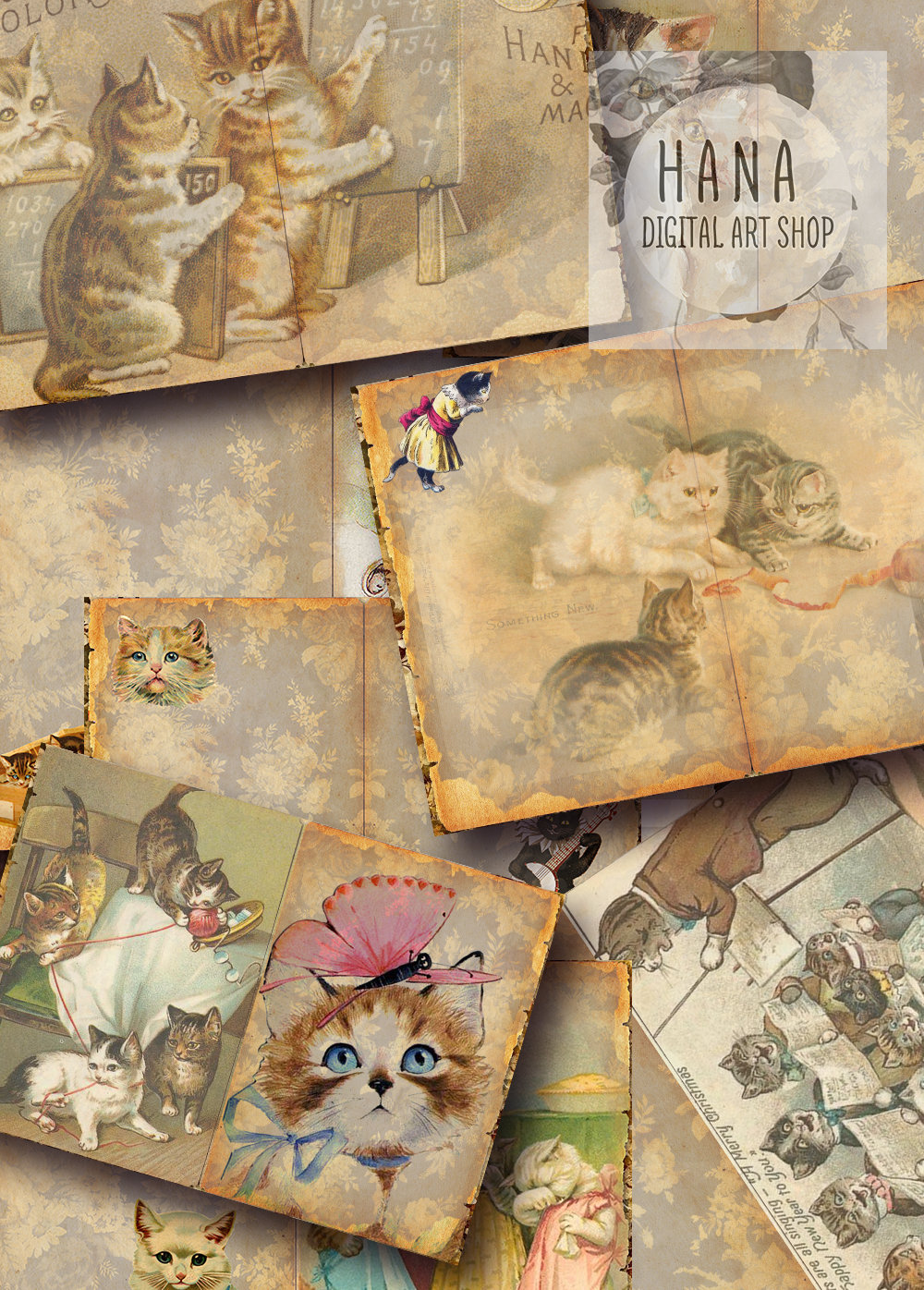 DIGITAL VINTAGE CAT Printable Journal Pages, Cat, Vintage Cat Journal ...