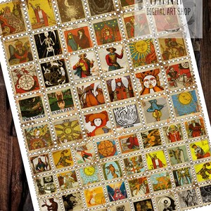 48 TAROT STAMPS, Fairy Printable Stamp, Vintage Stamp, Fairy Stamps ...