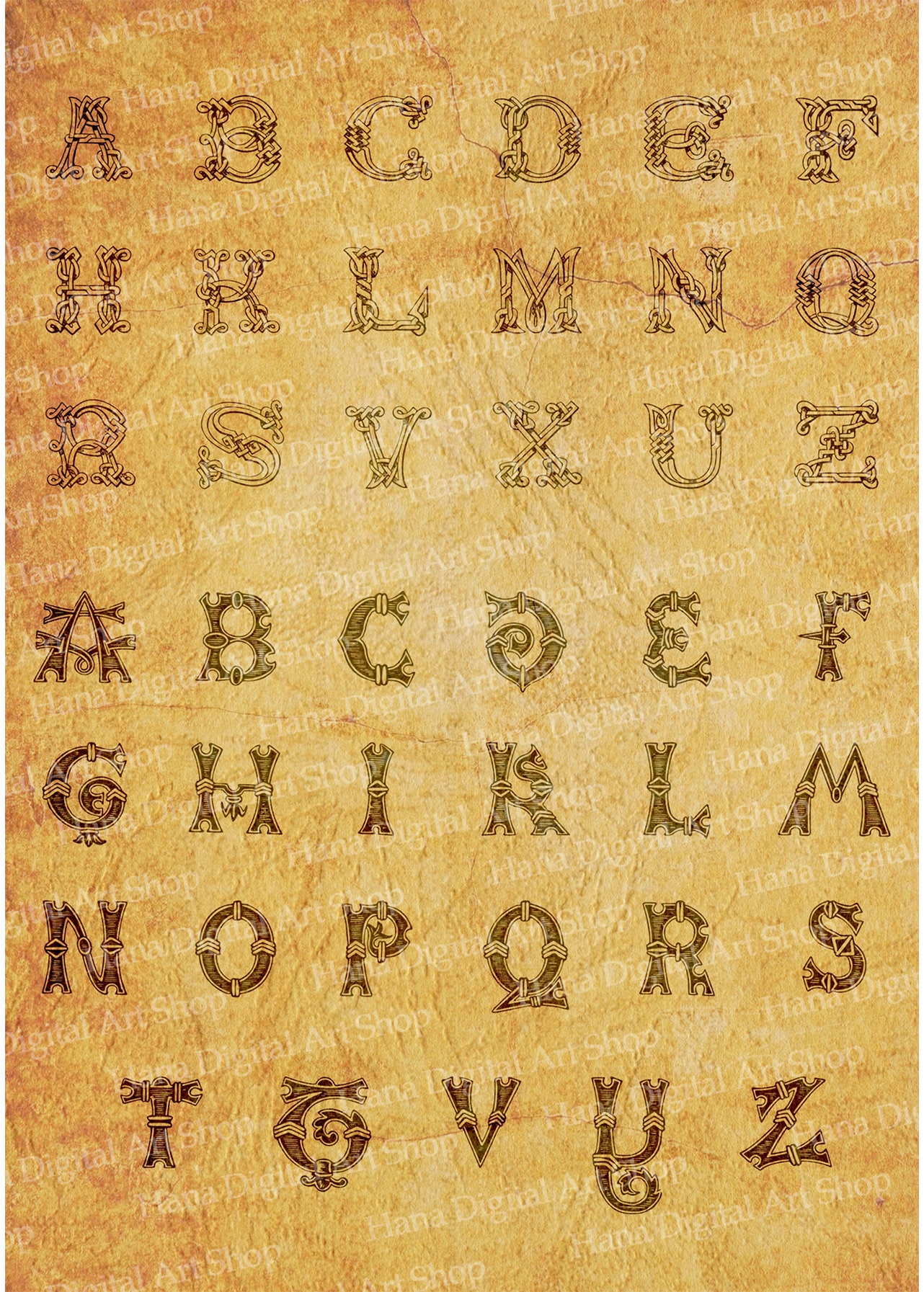 VINTAGE ALPHABET Clip Art Printable Vintage Letter Gothic - Etsy