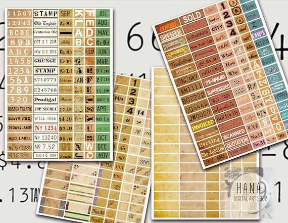 RANDOM TEXT & NUMBERS Clip Art Printable Vintage Labels for - Etsy