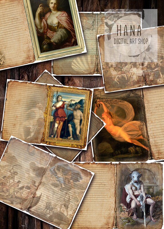 GREEK GOD Double Pages Ephemera Vintage Paper Vintage | Etsy
