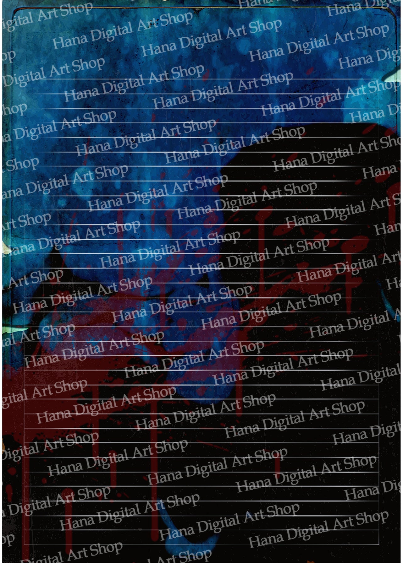 BLOODY LINE PAPER, Creepy Journal Printable Pages, Digital Ephemera ...