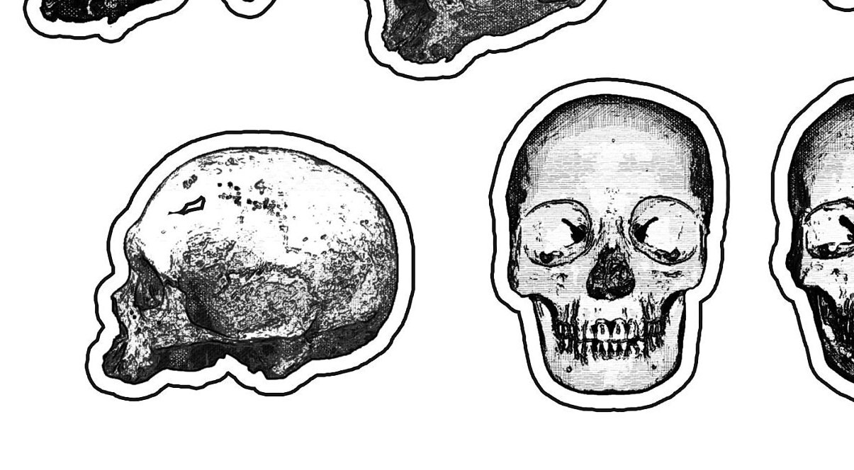 SKULL STICKERS, Printable Images, Vintage Art, Instant Download ...