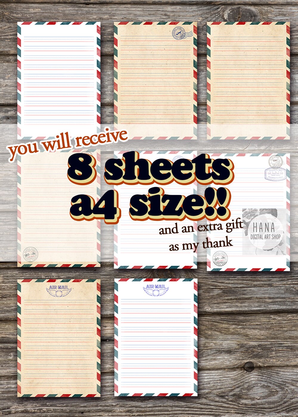 AIR MAIL PAPER Pack, Vintage Writing Envelope Paper, Printable Envelope ...