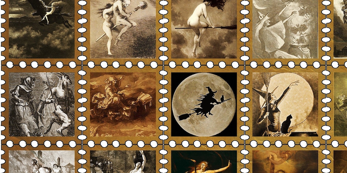 48 WITCH STAMPS Printable Stamp Vintage Stamp Witches - Etsy