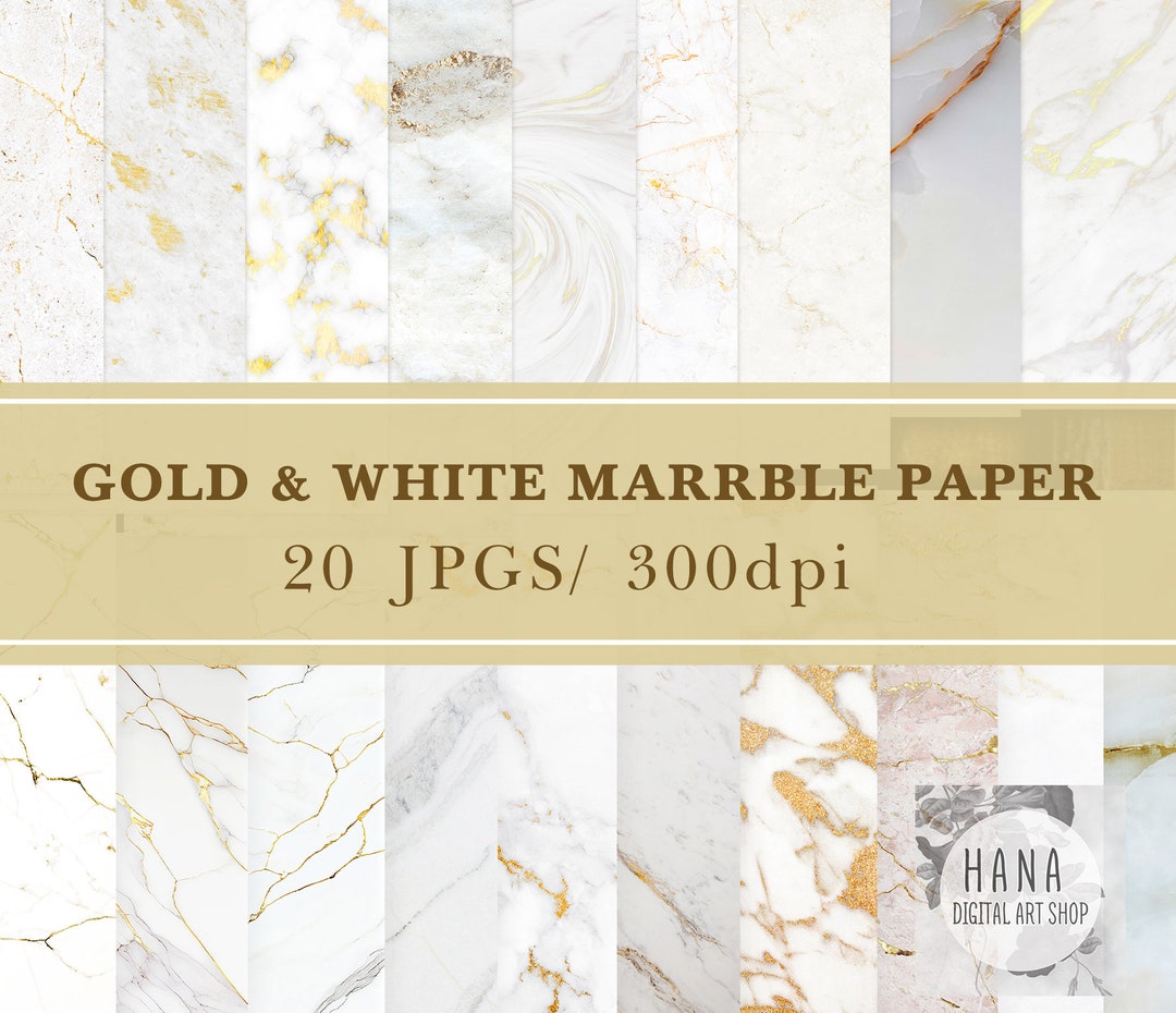 WHITE & GOLD Marble Textures, Digital Paper, Luxury Marble Backgrounds ...