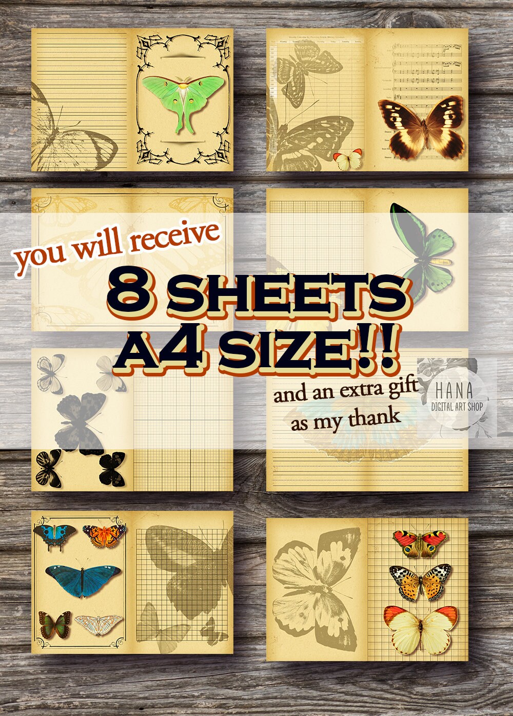 DIGITAL BUTTERFLY Journal Printable Pages Ephemera Junk - Etsy