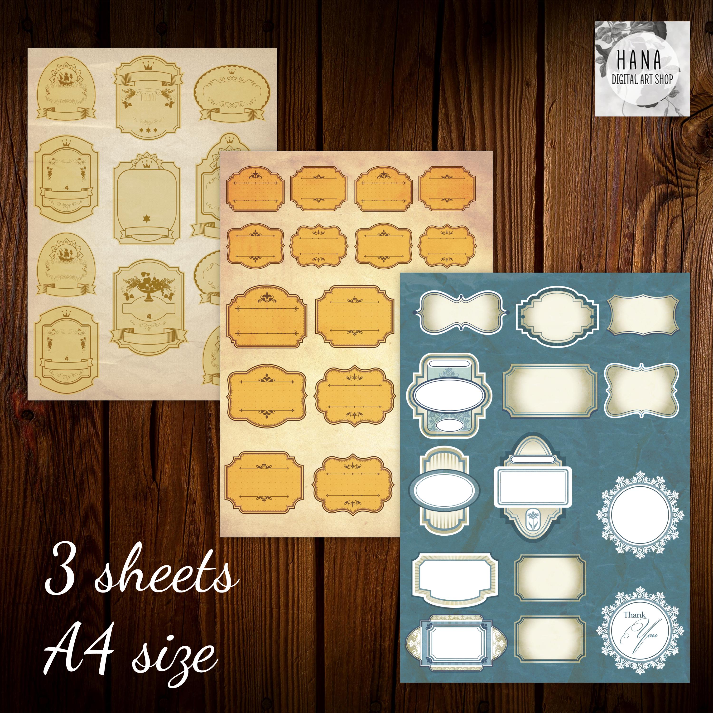 VINTAGE LABEL Clip Art, Printable Frame, Digital Frame, Frame for ...