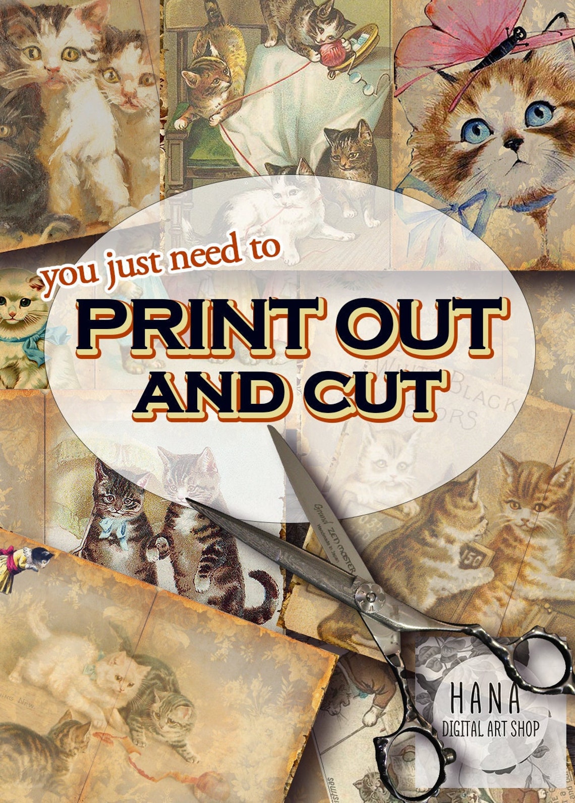 DIGITAL VINTAGE CAT Printable Journal Pages, Cat, Vintage Cat Journal ...