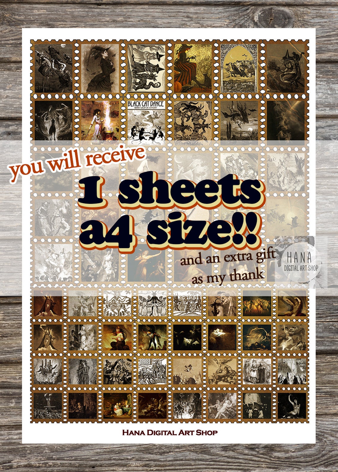 48 WITCH STAMPS Printable Stamp Vintage Stamp Witches - Etsy