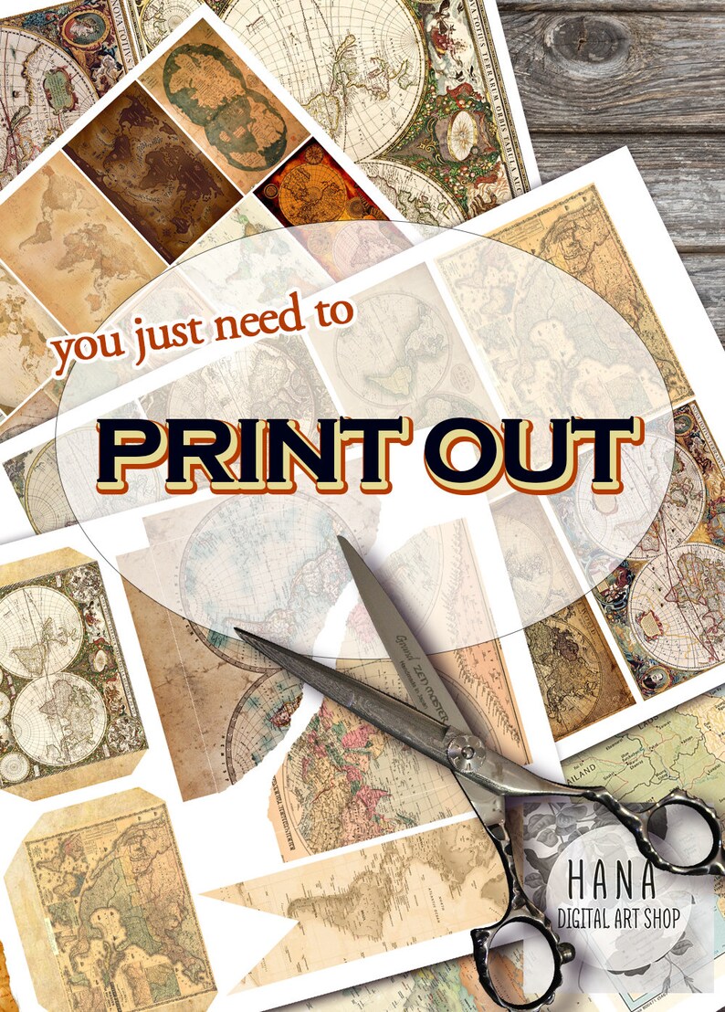 SMALL MAPS Cards, Printable Vintage Map Paper, Junk Journal Ephemera ...