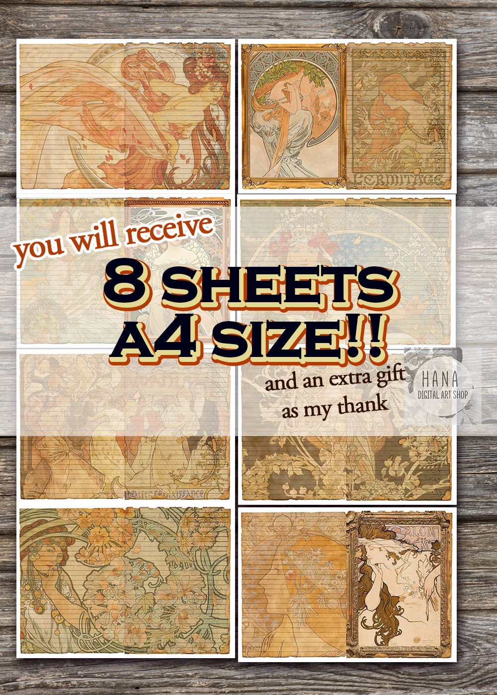 Alphonse Mucha Journal Pages, Art Nouveau Ephemera (digital Download ...