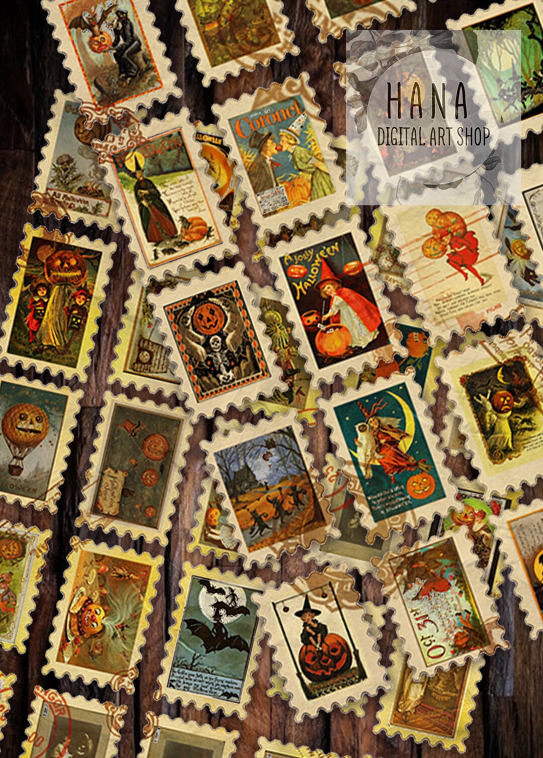 50 STAMPS, Printable Halloween Stamp, Halloween Letters, Horror Stamps ...