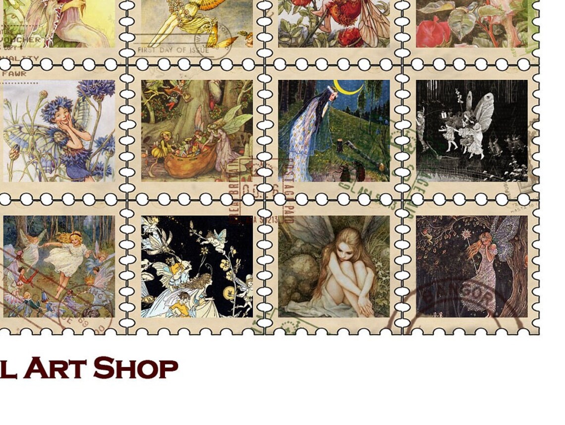 48 FAIRY STAMPS, Fairy Printable Stamp, Vintage Stamp, Fairy Stamps ...